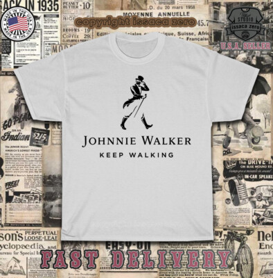 New Hot Tees Johnnie Walker KEEP WALKING Logo Men's T-Shirt American ...