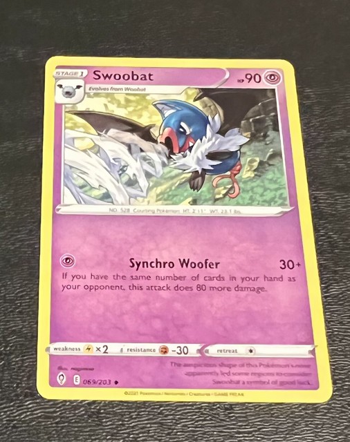 Pokémon TCG Swoobat Evolving Skies 069/203 Regular Uncommon for sale ...