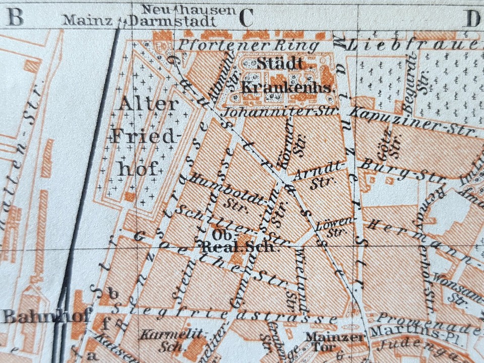 Antique City Map - Worms Germany - 1909 | eBay