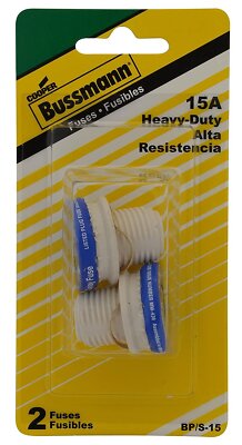 Bussman BP/S-15 15 Amp Dual-Element Time-Delay Rejection Base Fuse 2 ...