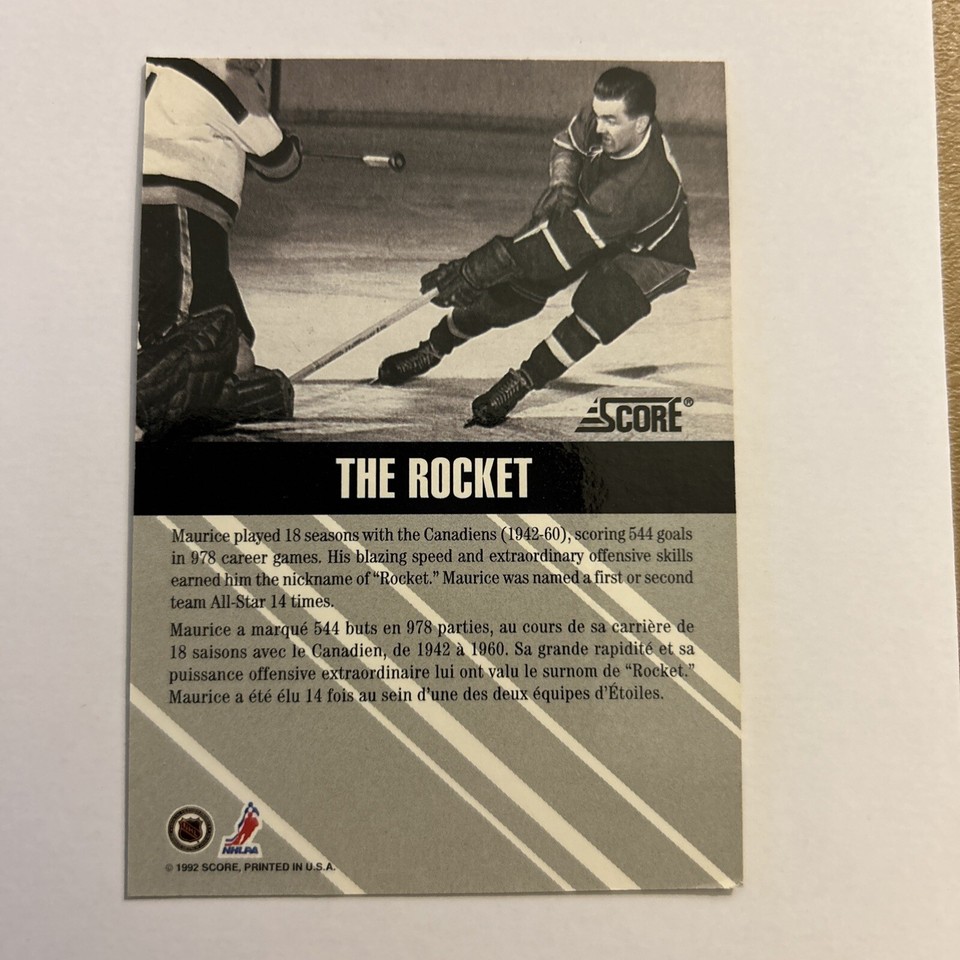 Maurice Richard (The Rocket) Score Canadian HOF 1992-93 Insert Card | eBay