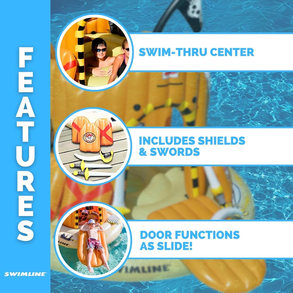 SWIMLINE Giant Inflatable Pirate Castle Pool Float For Kids And Adults ...