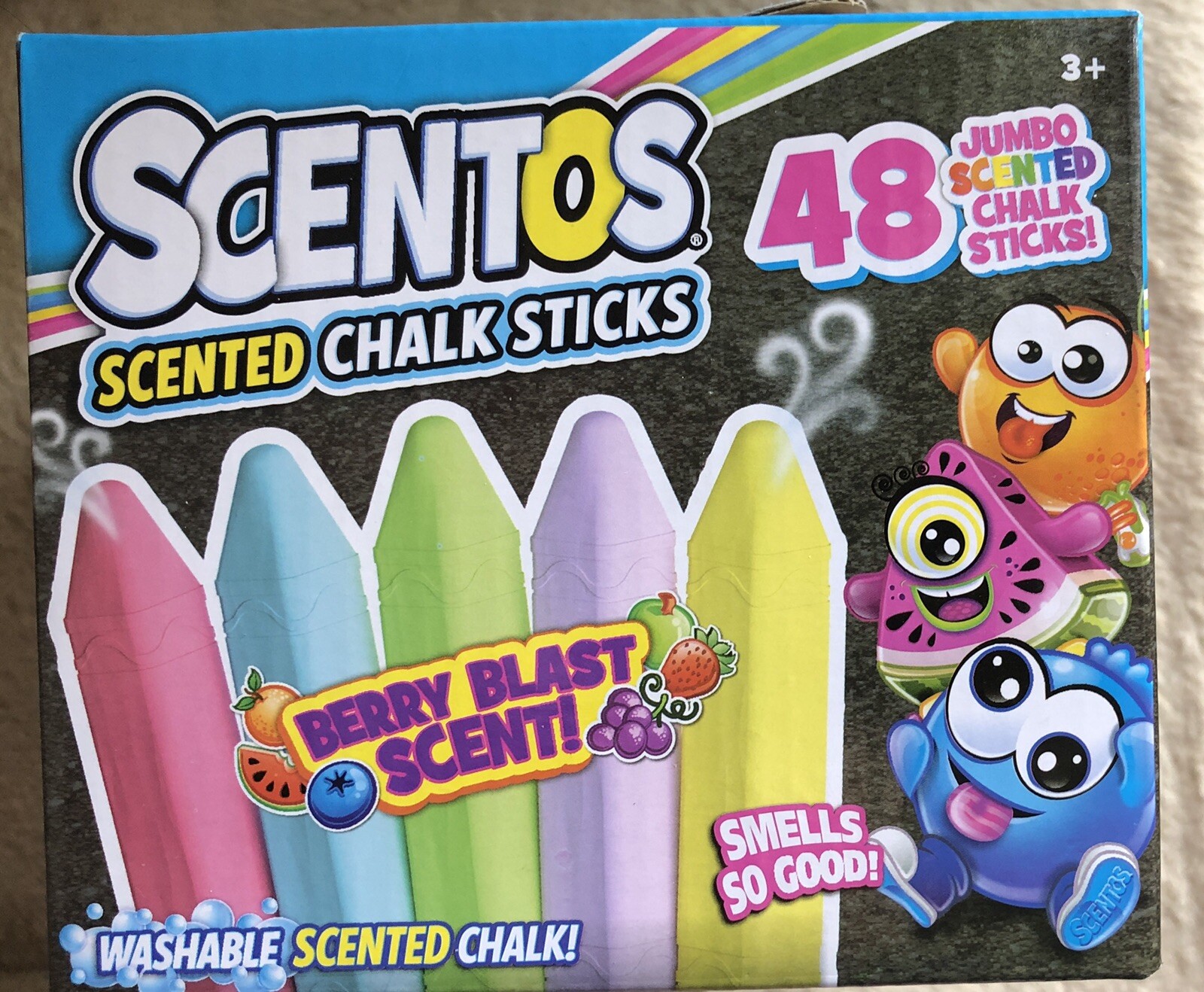 SCENTOS 48 piece Jumbo Sidewalk Chalk Scented Sticks Berry Blast Scent ...