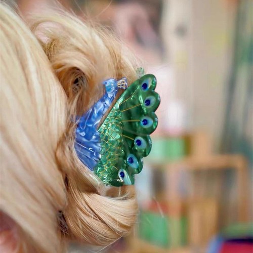 Cute Bird Hair Claw Clips Tit Peacock Animal Shape Acetic Acid Jaw ...