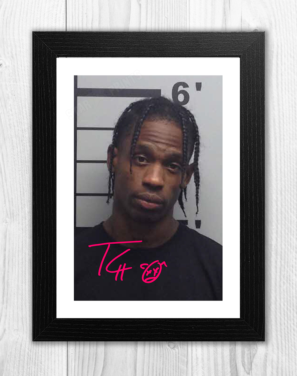 Travis Scott Mug Shot A4 reproduction autograph poster with choice of ...