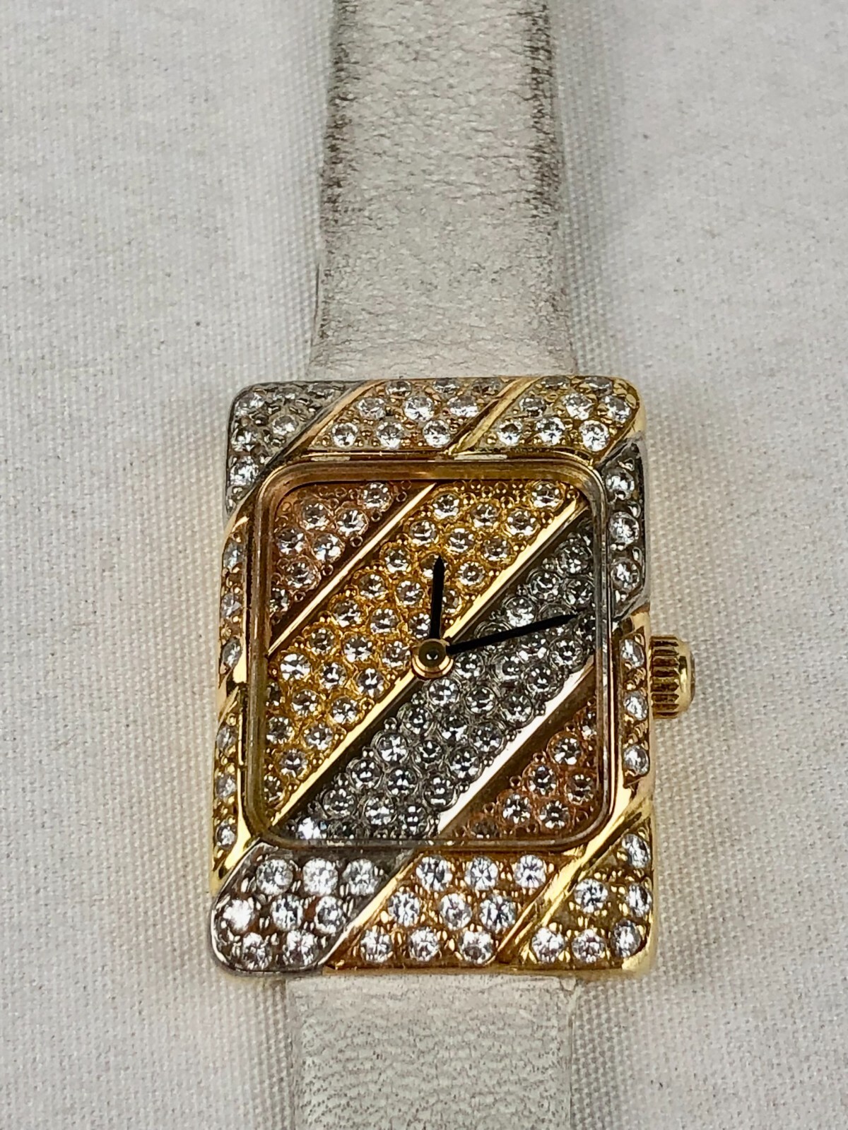 Vintage 18k White, Yellow and Rose Gold and Diamond Watch From Fred | eBay