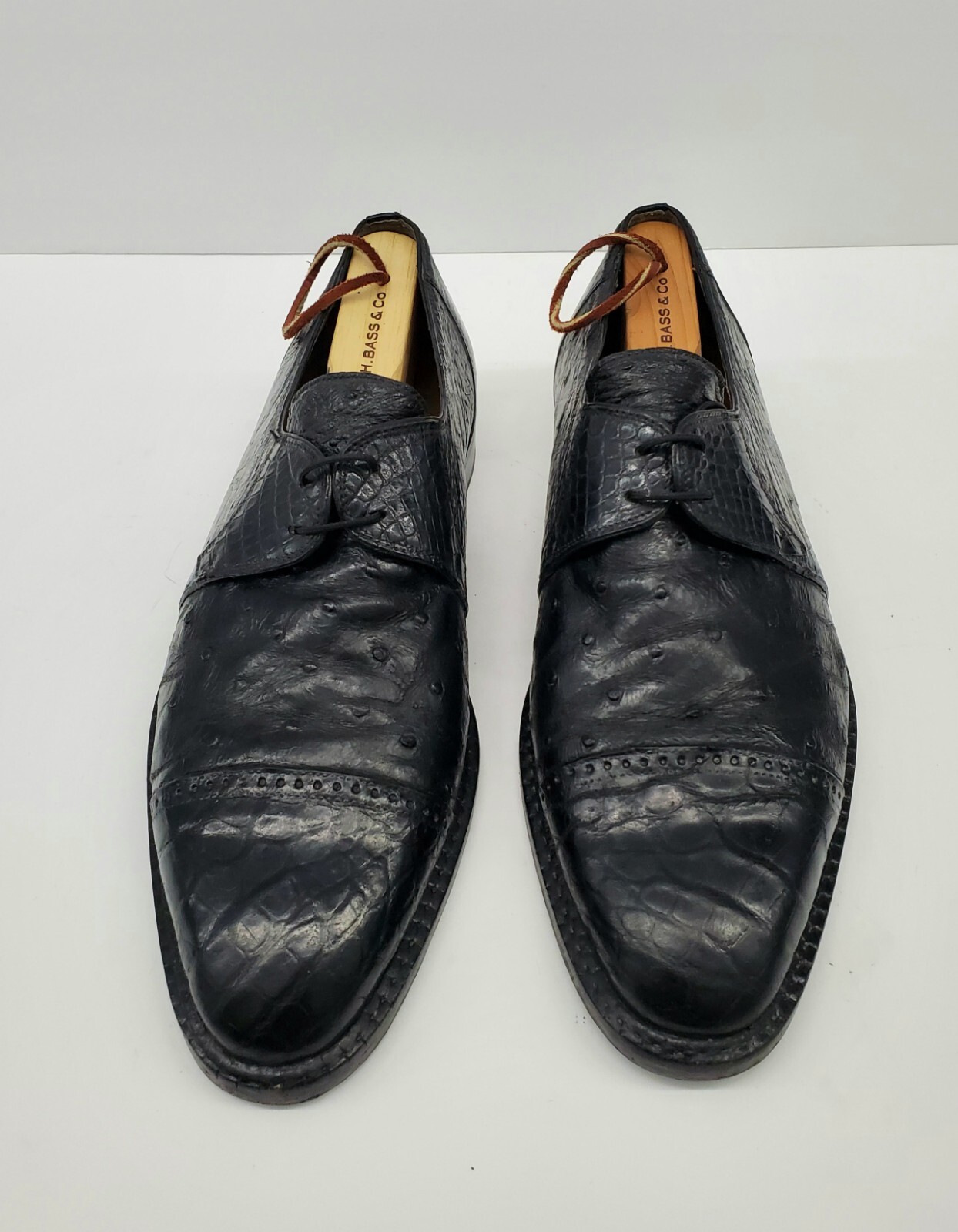 DAVID EDEN Exotic Black Crocodile Ostrich Leather Dress Shoes Mens Sz ...