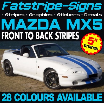 to fit MAZDA MX5 STRIPES GRAPHICS DECALS STICKERS CAR VINYL 1.6 1.8 ...