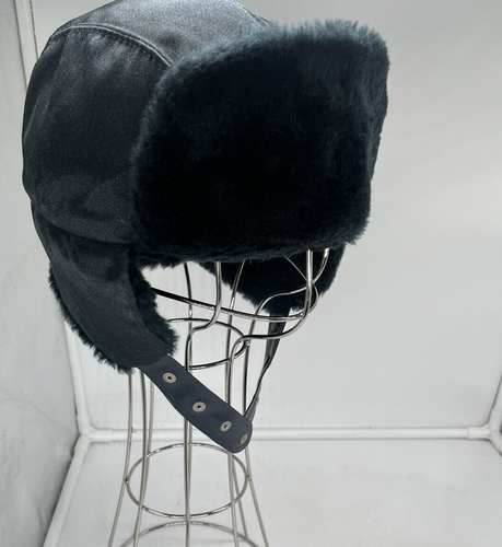 Vintage Lined Ear Flaps Cap Large Nylon Fleece Blue United Hat Cap ...