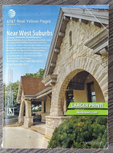 2015 AT&T REAL YELLOW PAGES Phone Book CHICAGO Near West Suburbs 370 ...