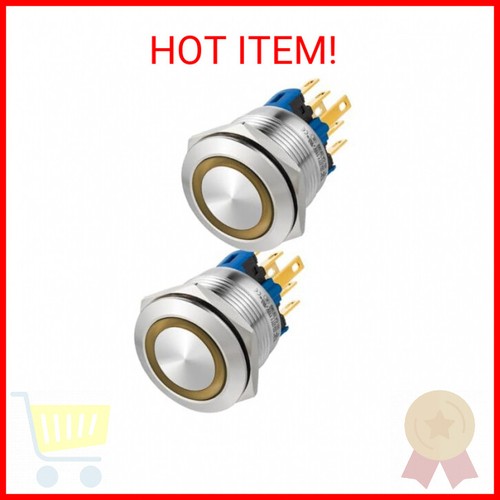 2 Pcs 22mm Latching Push Button Switch 110V /120V SPDT On Off ...