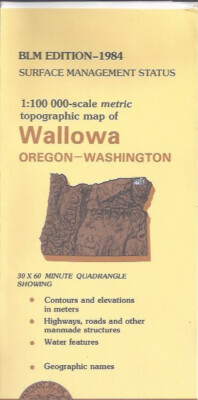 BLM 1:100,000 edition topographic map Wallowa Oregon Washington | eBay