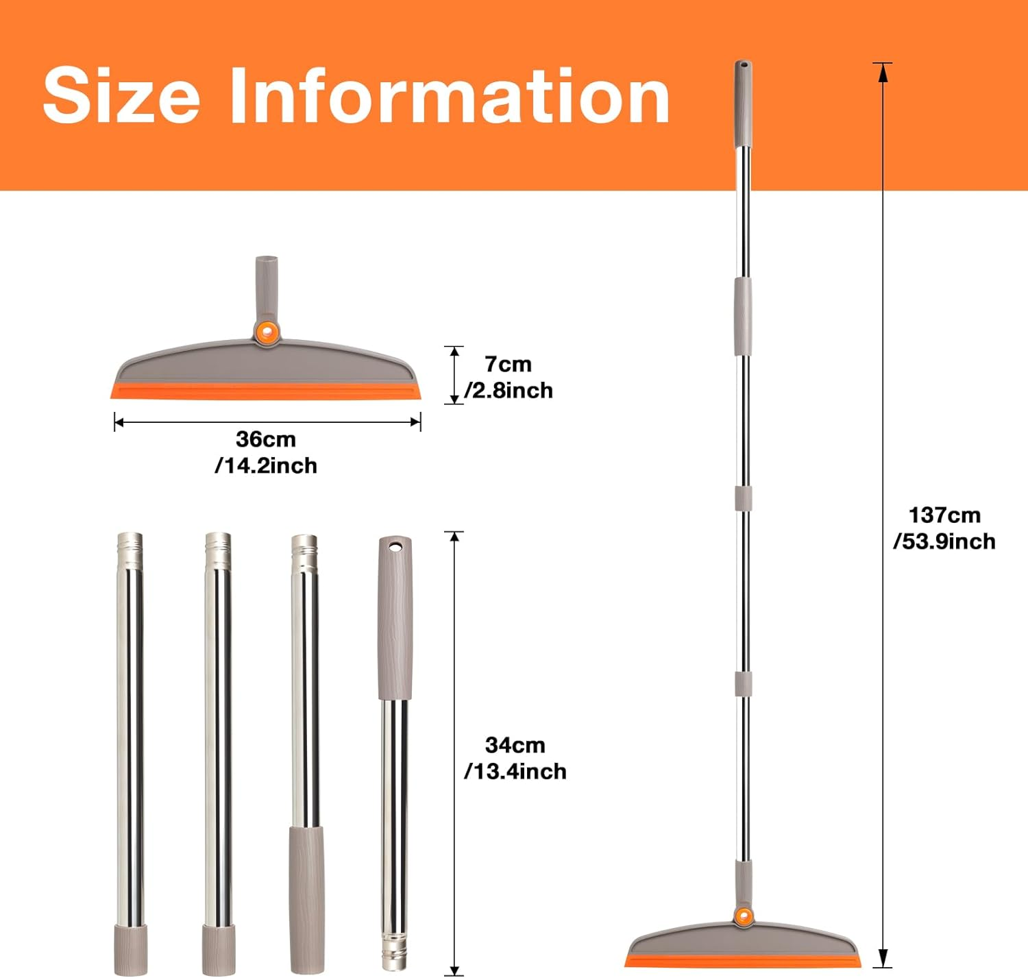 Silicone Air Broom Long Handle Adjustable Rubber Squeeze Broom Sweeping ...