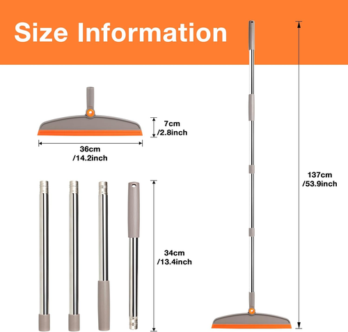 Silicone Air Broom Long Handle Adjustable Rubber Squeeze Broom Sweeping ...