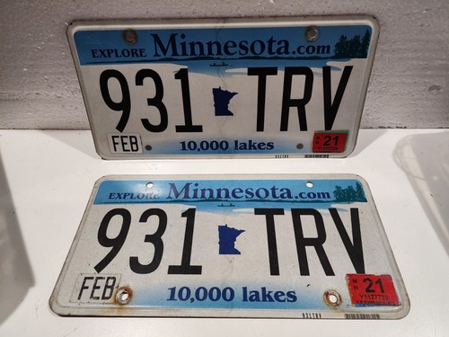 Minnesota MN Matching Pair License Plate Set 931 TRV Man Cave Garage ...
