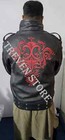 Gothic Dragon Leather Jacket - Black with Red Embroidery, Steampunk ...