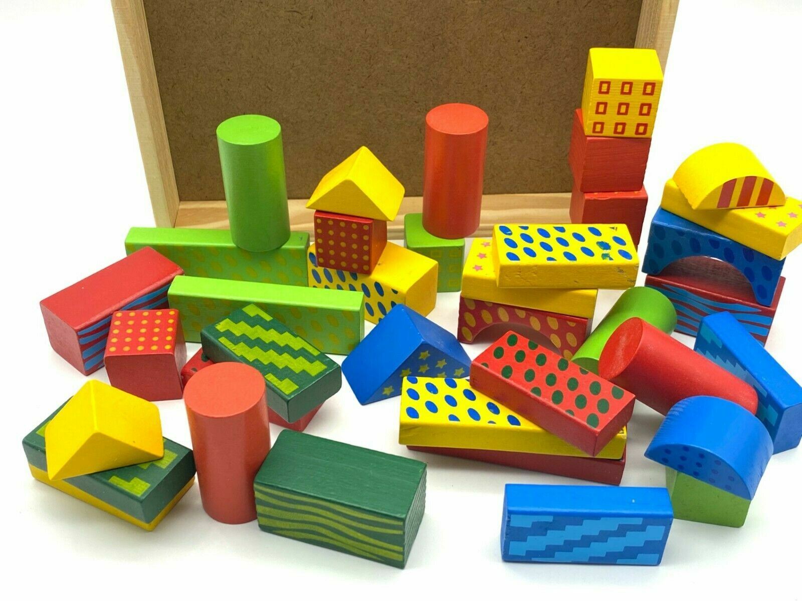Wooden Blocks Building Block 40 pcs Toy Wood Set Kids Motor Skills ...