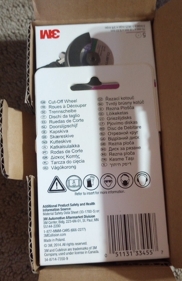(6) New Boxes 3M Cubitron II 33455 Cut Off Wheel 3" x .0625" x 3/8" 5 ...