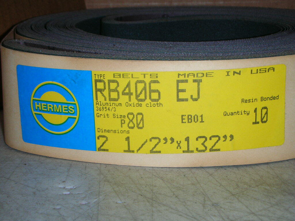 Hermes RB406 J-Flex 2-1/2 x 132" Sanding Belts Aluminum Oxide P80 Grit ...