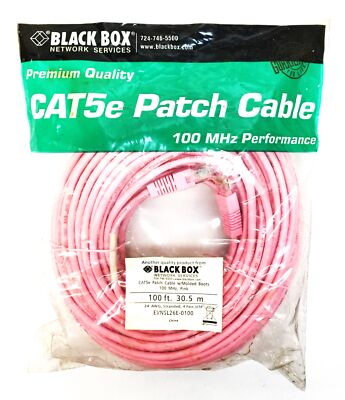 Black Box 100' Pink CAT5e Patch Cable w/Molded Boots EVNSL26E-0100 NOS ...