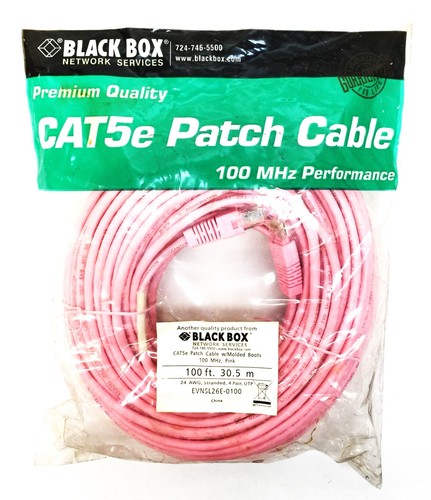 Black Box 100' Pink CAT5e Patch Cable w/Molded Boots EVNSL26E-0100 NOS ...