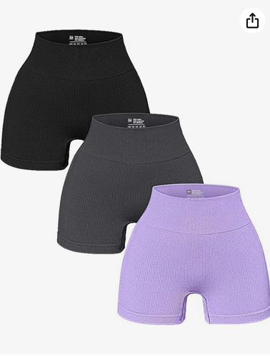 OQQ 3 Piece Yoga Ribbed Seamless Workout High Waist Athletic Shorts ...