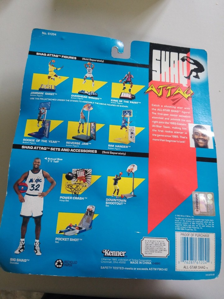 Kenner 1993 Shaquille O'Neal Shaq Attaq All-Star Shaq Action Figure No ...