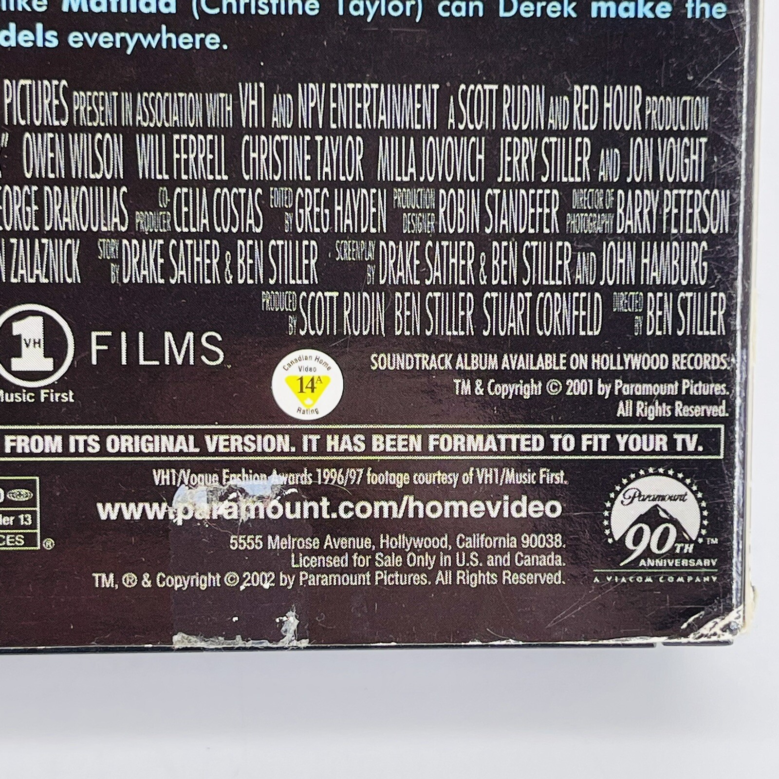 VINTAGE 2002 ZOOLANDER SPECIAL EDITION VHS-BEN STILLER & WILL FERRELL ...