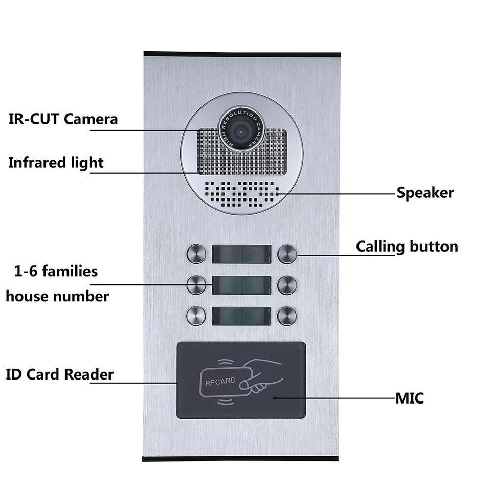 3x 7" Monitor Apartment Video Intercom Doorbell RFID IR HD Family Door ...