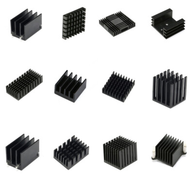 Black Aluminum Heatsink Heat Sink 8.8x8.8x5mm~50x25x10mm Various Types ...