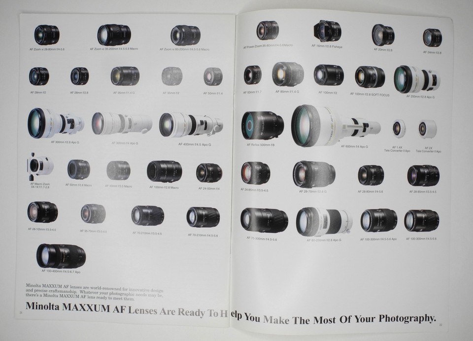 Minolta Maxxum AF Lens System (1995) Camera Lens Brochure In English | eBay