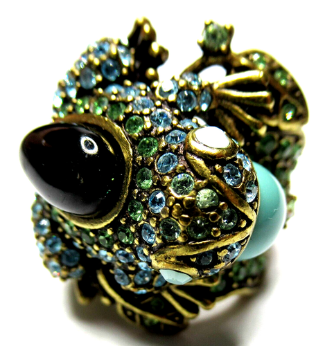 HEIDI DAUS Gorgeous Crystal & Cabochon Leaping Frog Ring Size 7.5 | eBay