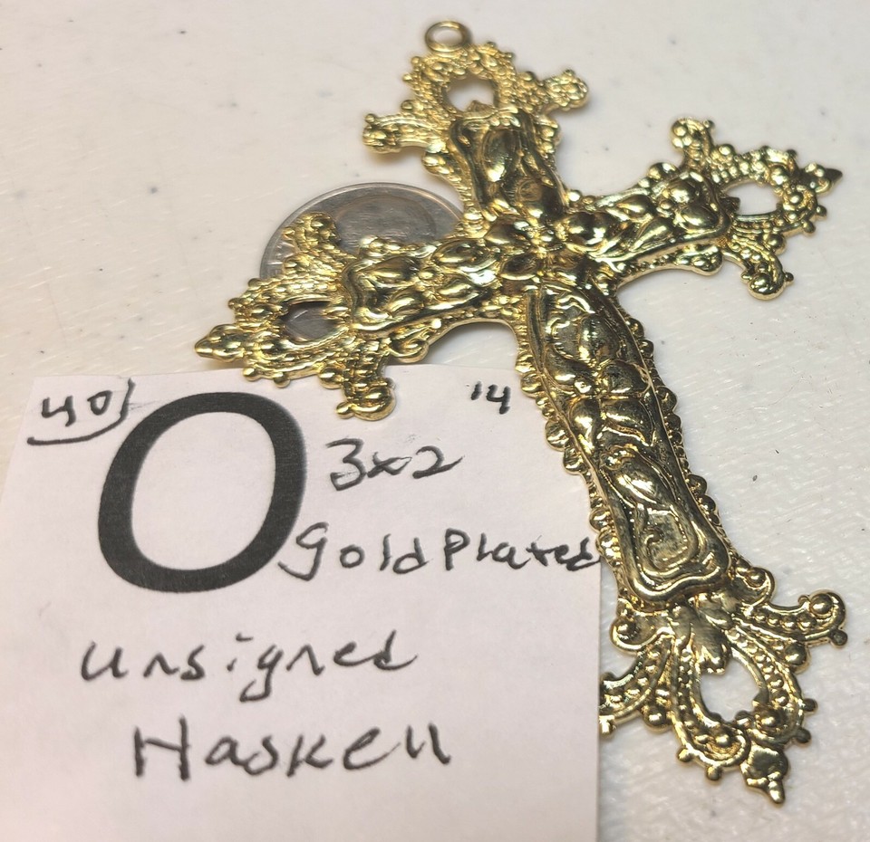 Vtg Mostly Miriam Haskell Cross Necklace Pendant Filigree Jewelry ...