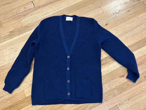 Vintage Pendleton Navy Blue 100% Virgin Wool USA Made Cardigan Sweater ...