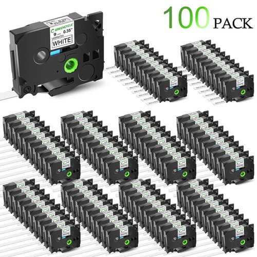 For Brother P-Touch TZe-221 TZ-221 9mm Black/White Standard Laminated ...