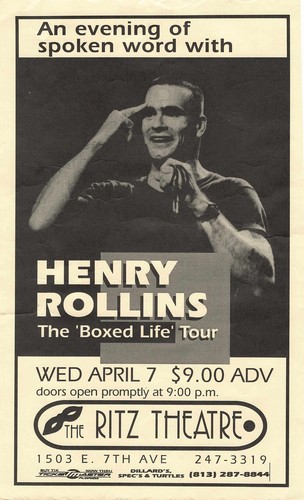 1993 Henry Rollins Boxed Life tour Spoken Word flyer April 7th Ritz ...
