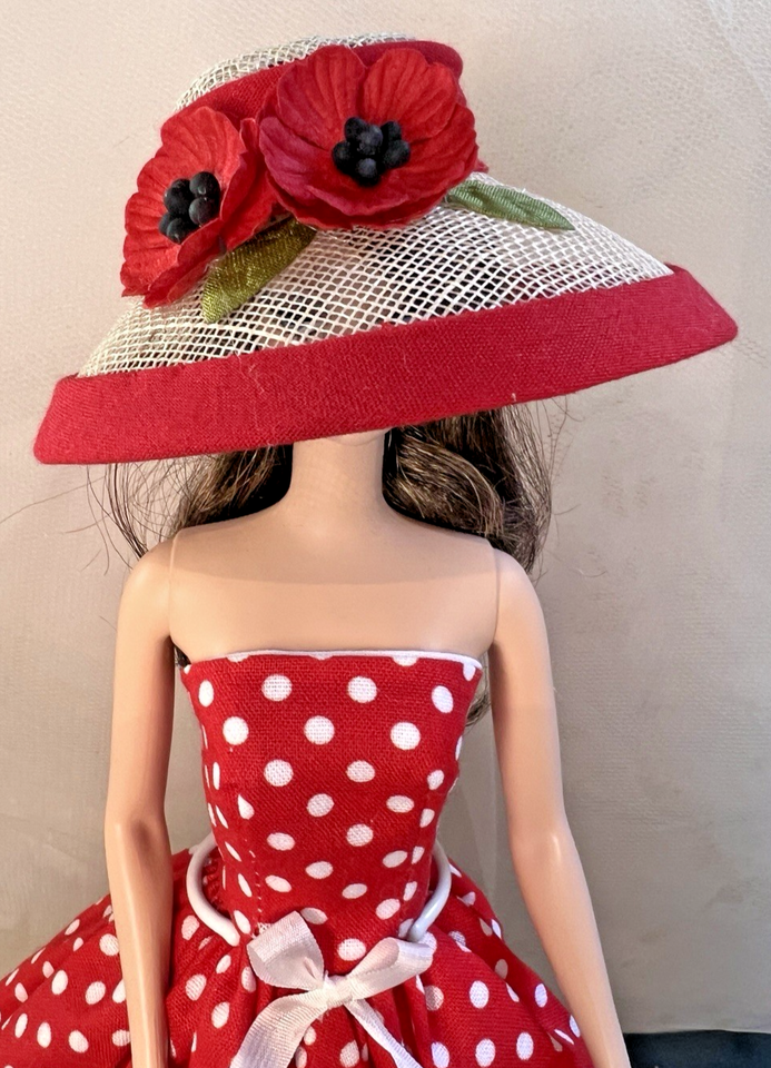3pc Red dots Barbie doll dress hat straw 4 Silkstone Bracelet | eBay