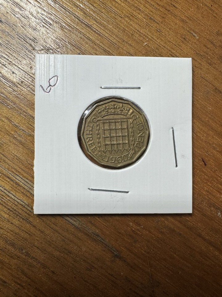 💐LOVELY 1960 UNITED KINGDOM THREEPENCE COIN💐BRITISH 3P QUEEN ELIZABETH ...