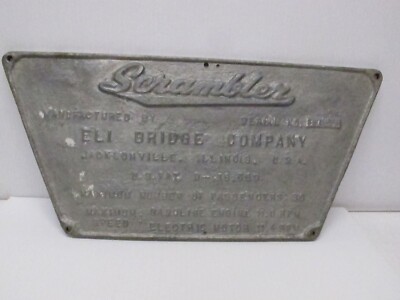Vintage Eli Bridge Scrambler Amusement Ride Serial Number ID Tag ...