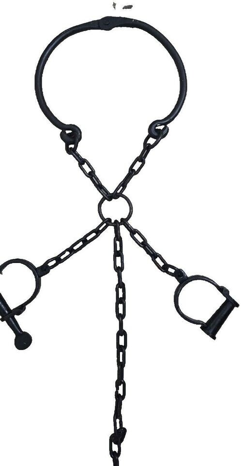Old Handcuff Antique Iron Handcrafted Neck Leg & Hand Rare Handcuffs ...