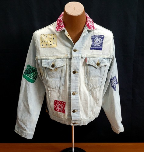 Vintage White Washed Buenos Liberto Distressed And Patched Denim Jacket ...