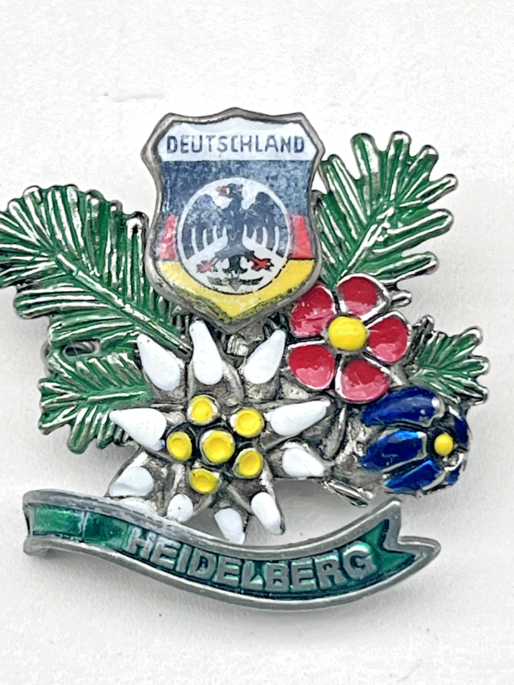 Vintage Heidelberg Deutchland Germany Flag Edelweiss Flower Enamel ...