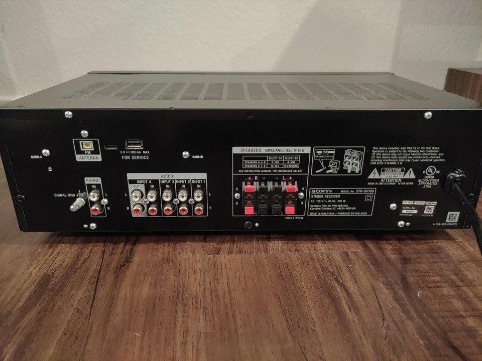 Sony STR-DH190 Stereo Receiver Phono Input Bluetooth Connectivity - NO ...