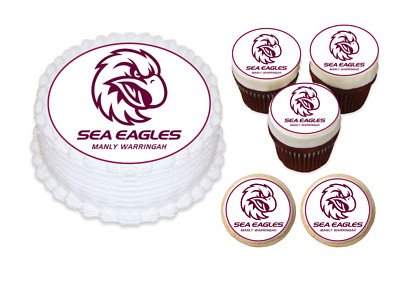 MANLY WARRINGAH SEA EAGLES Edible Cake Cupcake Cookie Toppers Rugby ...