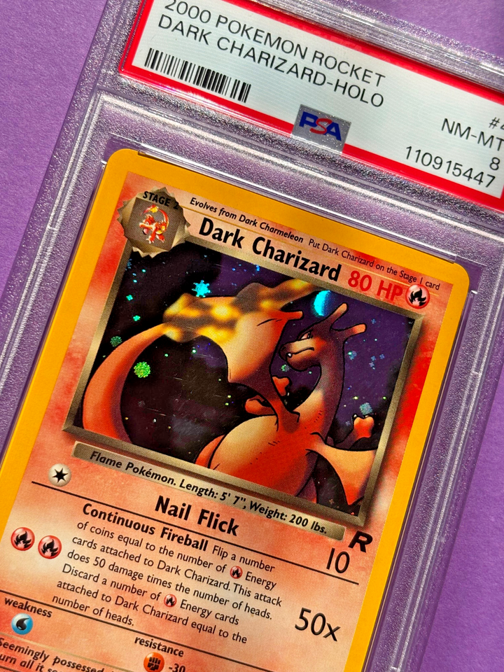 Dark Charizard PSA 8 2000 Pokemon Rocket Unlimited Holo Rare #4/82 NEW ...