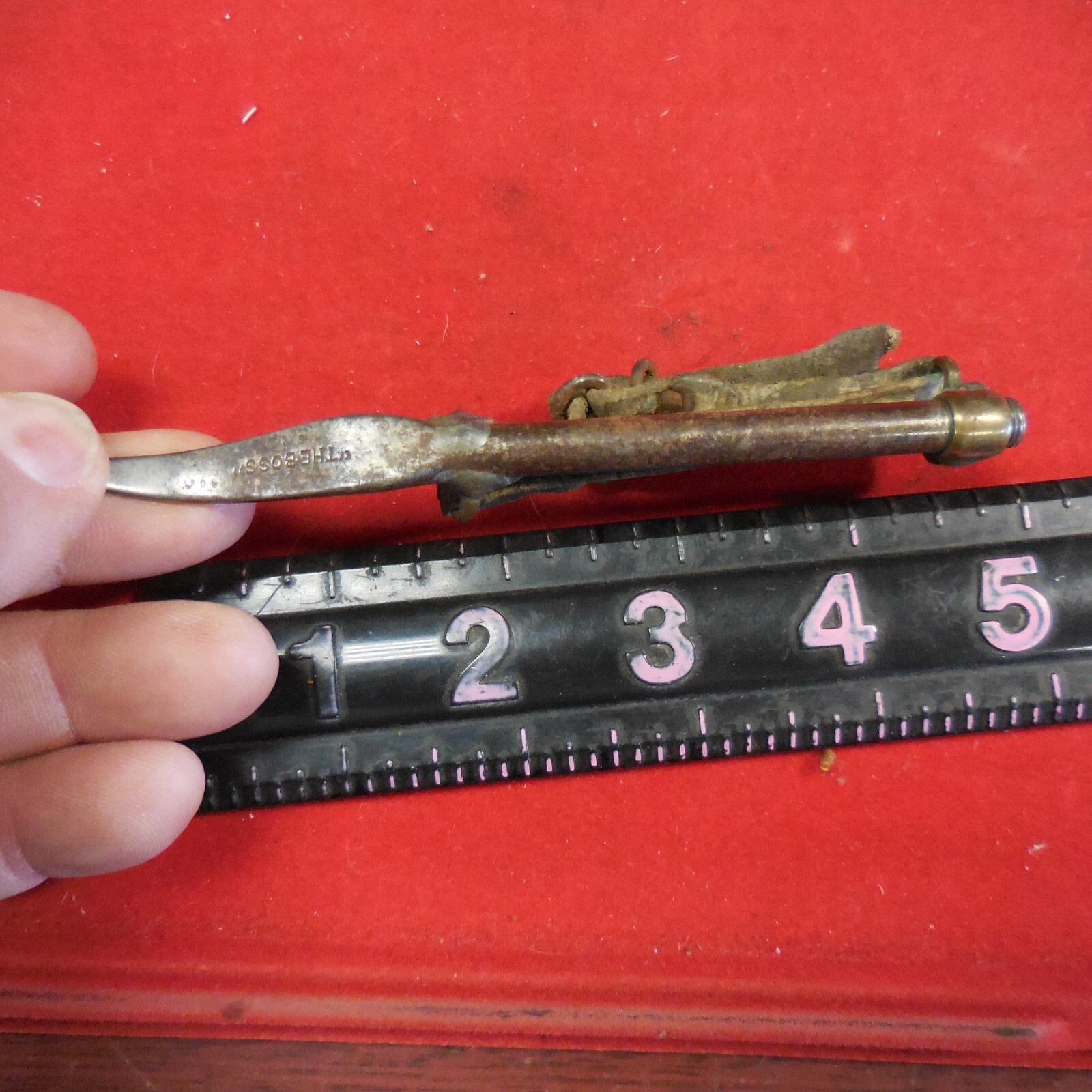 THE BOSS Primitive Corn Husker Shucker Hand Farm Tool Metal Leather ...