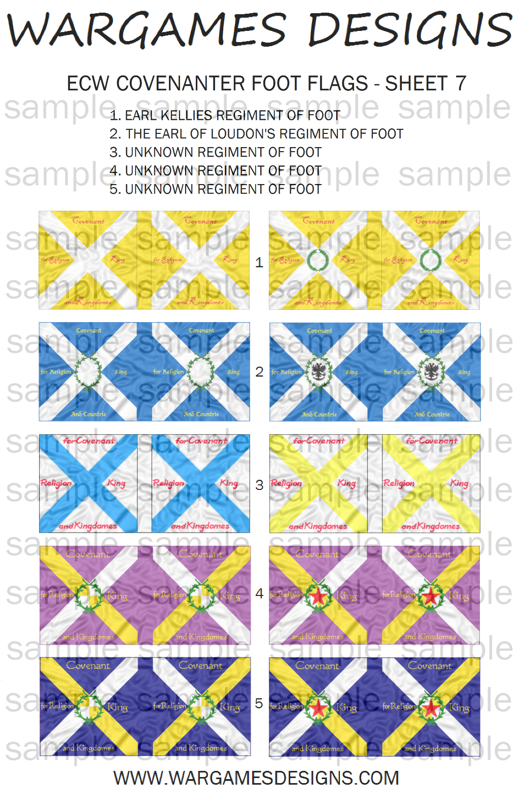 15mm ECW Covenanter Foot Flags Sheet 7 - Pike & Shotte, FOGR, DBR, WECW ...