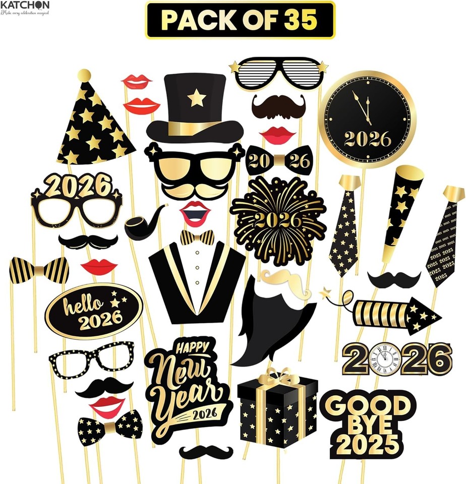 KatchOn, New Years Photo Booth Props Frame Set - Frame,props With ...