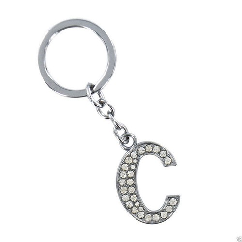Diamante Fashion "C" Alphabet Letter Name Initial Key Ring Chain Gift ...