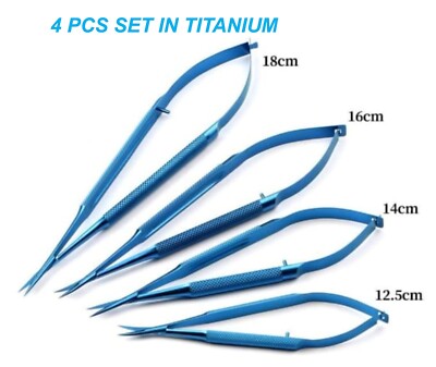 4 Pcs Titanium Microsurgery Scissors Set | Surgical Medical Instruments | eBay